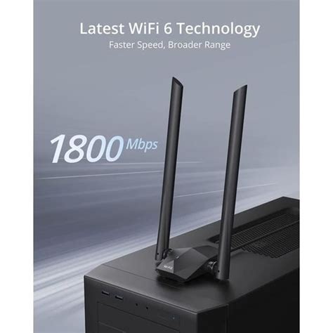 BrosTrend Clé WiFi USB Puissante AX Mbps Adaptateur USB WiFi Longue Portée Antenne à Gain