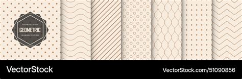 Collection Of Seamless Geometric Beige Patterns Vector Image