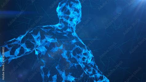 Multidimensional 3d Rendering Of A Male Body Looking Like A Hologram