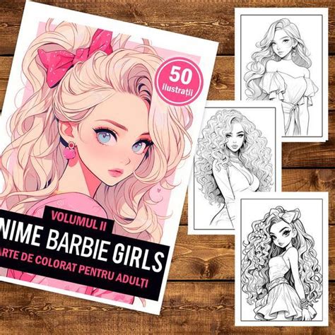 Carte De Colorat Pentru Adulti 50 De Ilustratii Anime Barbie Girls