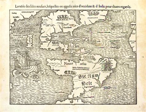 Old antique map of America by Sebastian Münster Sanderus Antique