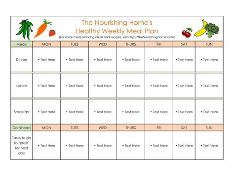 40 Weekly Meal Planning Templates Templatelab Diet Menu Template Word Minasinternational