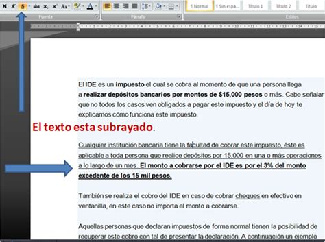 informatica Sección de Fuente negritas cursiva y subrayado