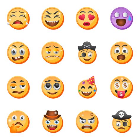 Set Of Emoticons 2520516 Vector Art At Vecteezy