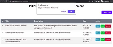 Crud Application In Php 8 Using Prepared Statement Programming Fields