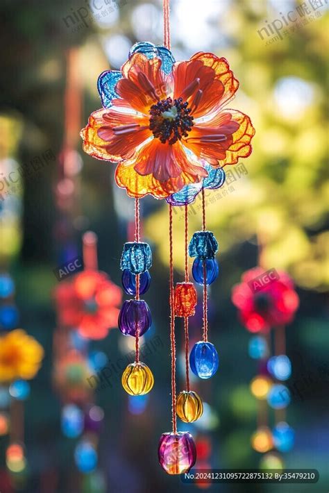 AI创作图七彩风铃 夏日风铃 琉璃挂件 玻璃风铃 手工风铃 风铃展 彩色风铃 浪漫风铃 工艺风铃 花艺挂件 特色风铃 悬挂的玻璃风铃 文艺风铃