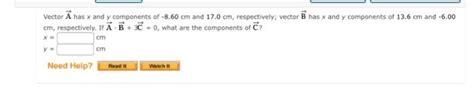 solved vector a has x and y components of −8 60 cm and 17 0