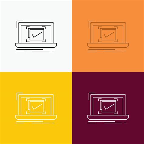 System Monitoring Checklist Good Ok Icon Over Various Background Line Style Design