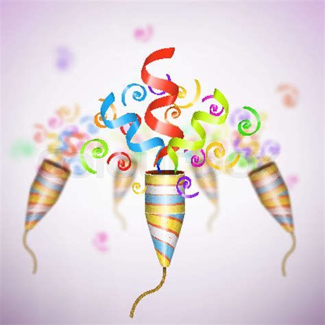 Exploding Party Popper On Blurred Background Stock Vector Colourbox