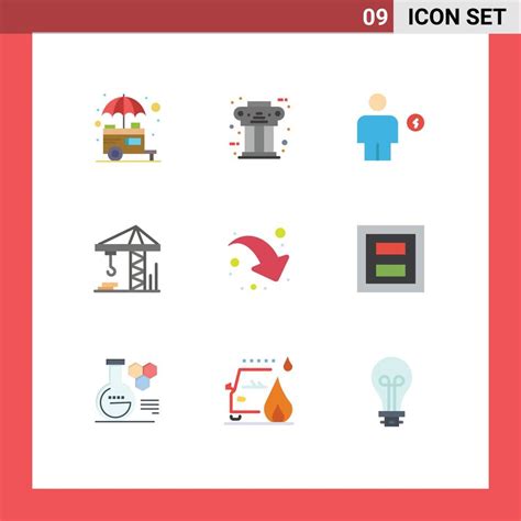 Universal Icon Symbols Group Of 9 Modern Flat Colors Of Construction Crain Column Human