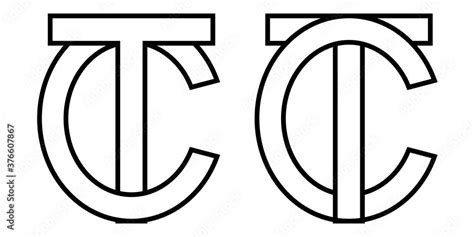 Logo Sign Tc Ct Icon Sign Two Interlaced Letters T C Vector Logo Tc Ct First Capital Letters