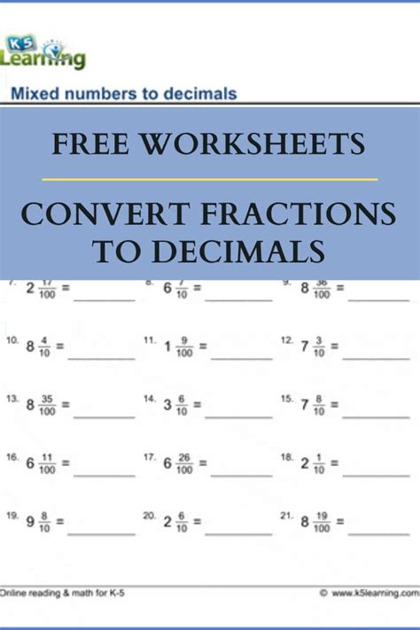 Convert Mixed Numbers To Decimals