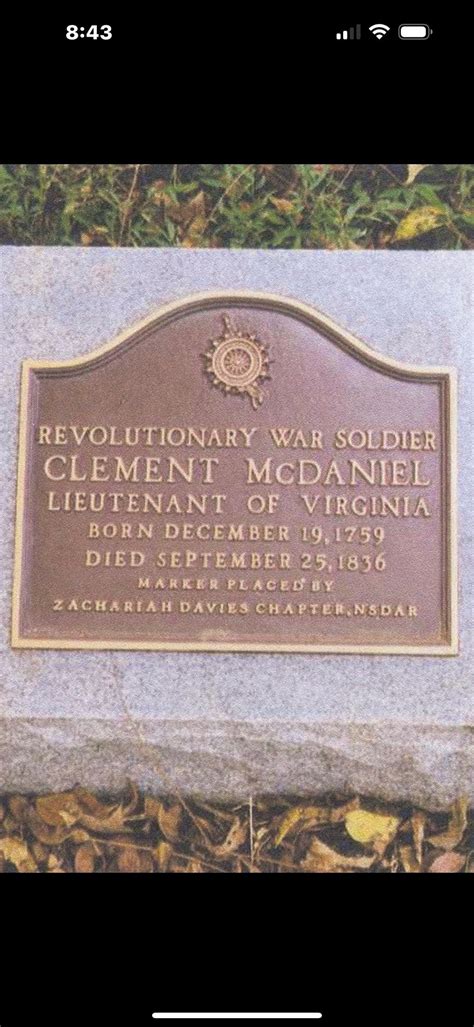 Colonel John Clement Mcdaniel Rrevolutionarywar
