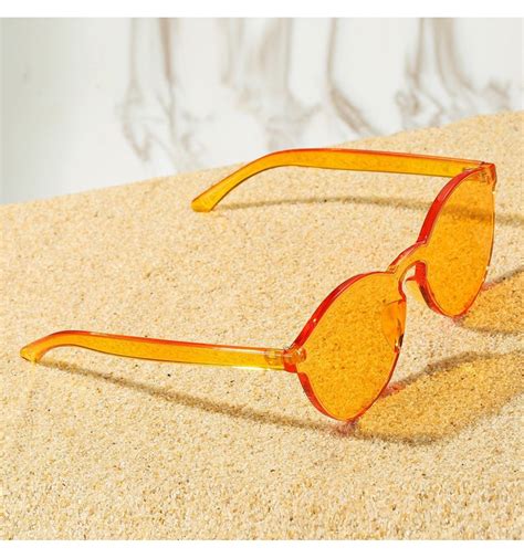 One Piece Design Rimless Sunglasses Ultra Bold Colorful Mono Block