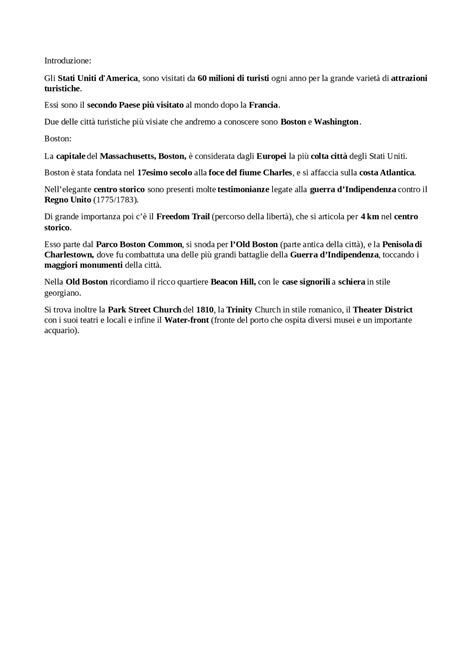 Riassunto Stati Uniti E Boston Dal Libro Docsity