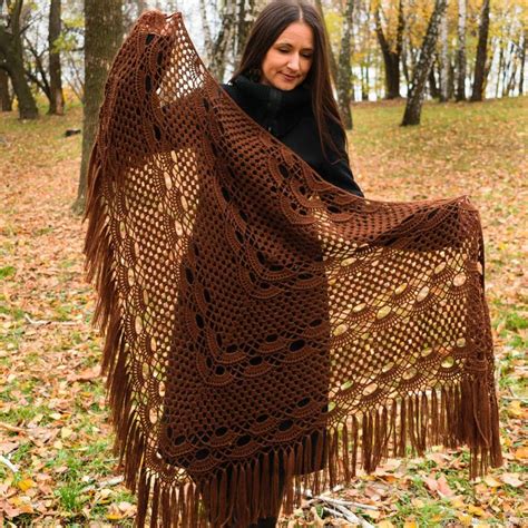 Шаль связана крючком Шоколадная в интернет магазине на Ярмарке Мастеров Шали Киев доставка