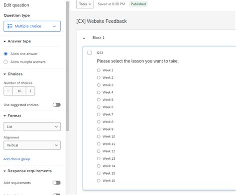 display survey element conditionally based on weekly time delay xm