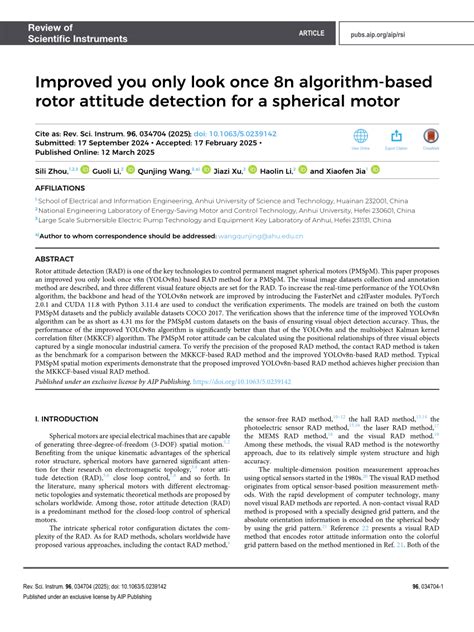 Improved You Only Look Once 8n Algorithm Based Rotor Attitude Detection