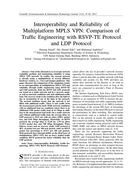Pdf Interoperability And Reliability Of Multiplatform Mpls Vpn