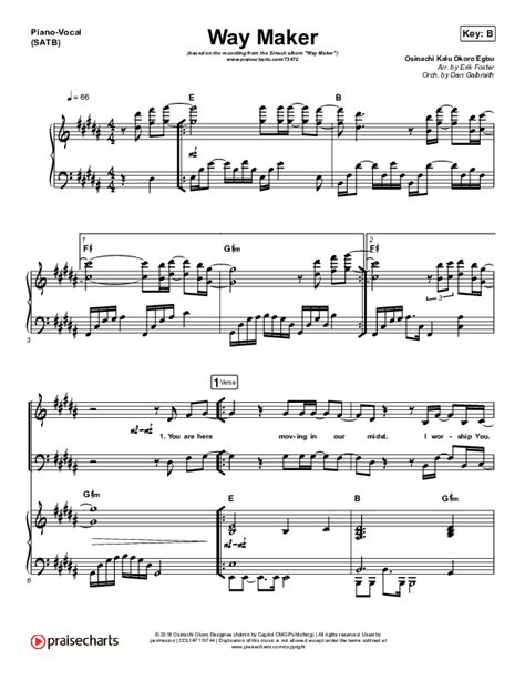 Way Maker Sheet Music Pdf Sinach Praisecharts