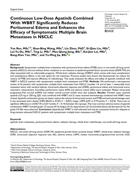 Pdf Continuous Low Dose Apatinib Combined With Wbrt Significantly