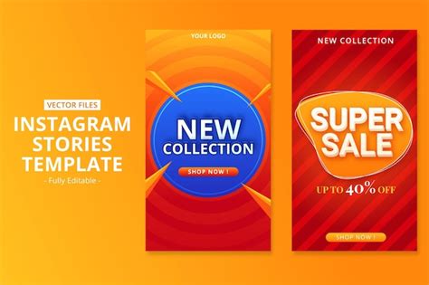 Instagram 이야기 판매 배너 배경 세트 무료 벡터