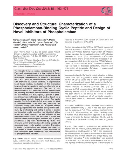 Pdf Discovery And Structural Characterization Of A Phospholamban