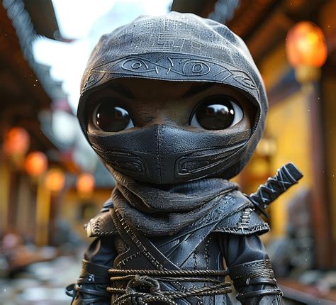 Premium Photo A Photo Of A Mini Ninja Cartoonish Character