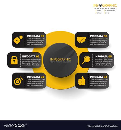 Abstract Element Infographics 6 Step Design Vector Image