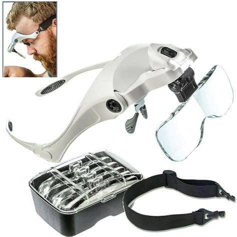 Led Jewelers Head Headband Magnifier Illuminated Visor Magnifying