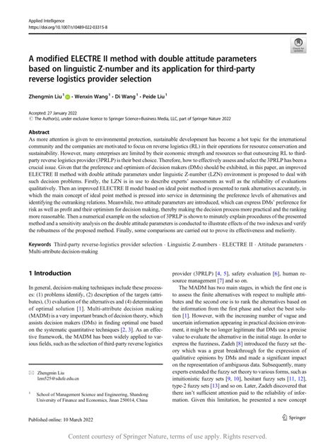 A Modified Electre Ii Method With Double Attitude Parameters Based On Linguistic Z Number And