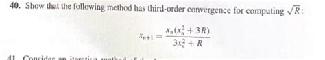 Solved 40 Show That The Following Method Has Third Order