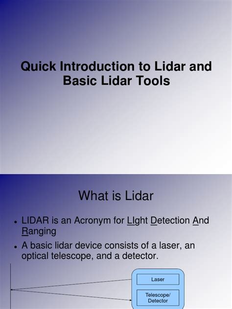 quick introduction to lidar and basic lidar tools pdf lidar