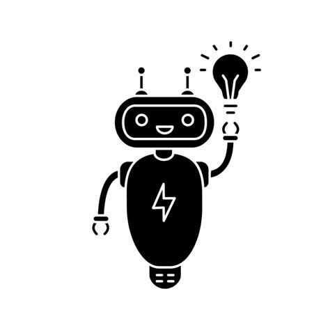 New Idea Chatbot Glyph Icon Silhouette Symbol Talkbot With Lightbulb Virtual Assistant