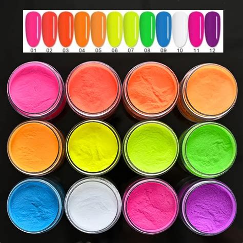 2 In 1 네일 형광 딥 파우더 아크릴 파우더 And 딥핑 파우더 2 사용 12 색 1 온스28g 네온 네일 아트 아크릴 파우더 Bzy2아크릴 파우더 And 리퀴드