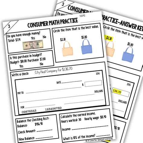 Consumer Math Weekly Practice Resource Worksheets Library