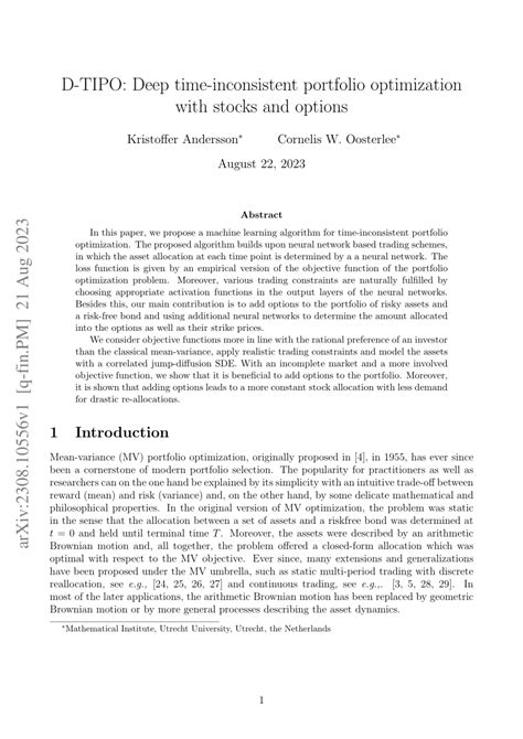 Pdf D Tipo Deep Time Inconsistent Portfolio Optimization With Stocks And Options