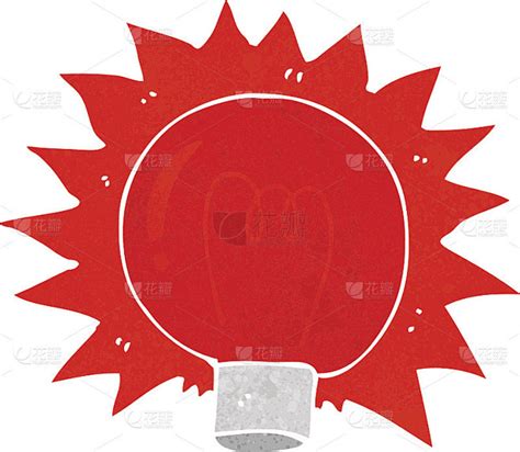 卡通闪烁的红灯灯泡