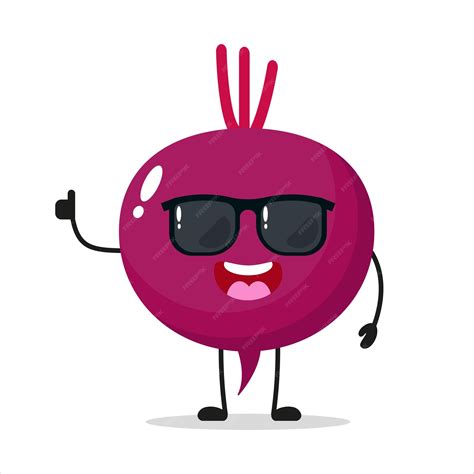 Premium Vector Cute Happy Beet Character Wear Sunglasses Funny Beet