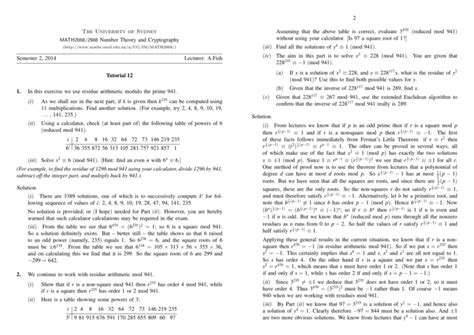 Number Theory Cryptography Tutorial Modular Arithmetic