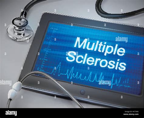 Multiple Sclerosis Words Displayed On Tablet With Stethoscope Over