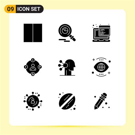 Stock Vector Icon Pack Of 9 Line Signs And Symbols For Human Assortment