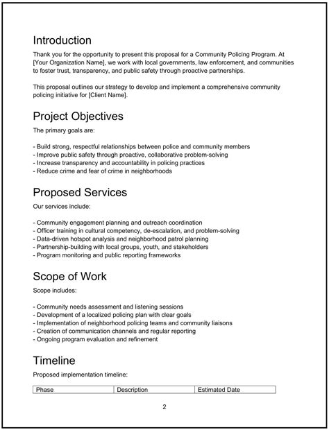 Community Policing Program Proposal Free Template