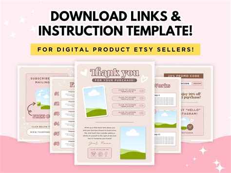 Etsy Digital Product Thank You Template Digital Download Link Template For Etsy Canva
