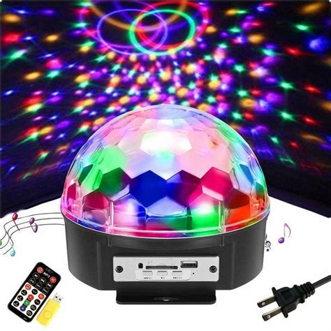 SOLMORE 9 Color LED Disco Ball Party Lights Strobe Light 18W Sound