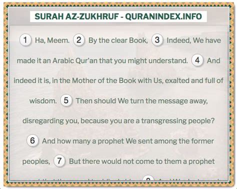 43 Surah Az Zukhruf سورة الزخرف Quran Index Islam Quran Quran