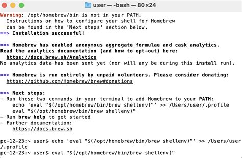 Mac M Warning Opt Homebrew Bin Is Not In Your PATH Homebrew Discussion GitHub