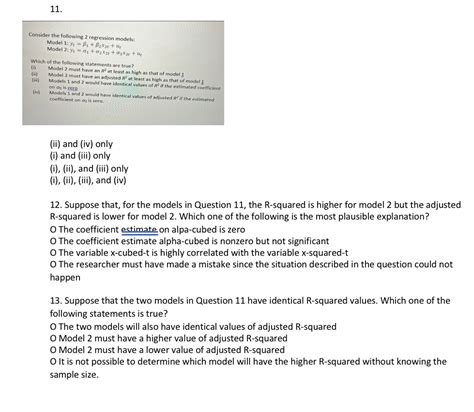 Solved Consider The Following Regression Models Model Chegg