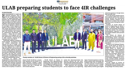 Ulab Preparing Students To Face 4ir Challenges University Of Liberal