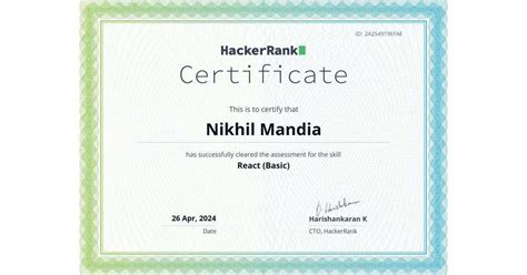 Nikhil Mandia On Linkedin Hackerrank Skill Certificate